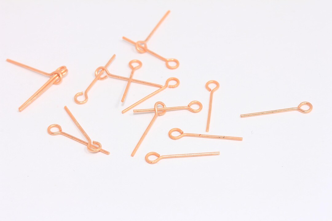 20mm Rose Gold Plated Eye Pins, Eye Pins With Loop, Eye Pins for ...