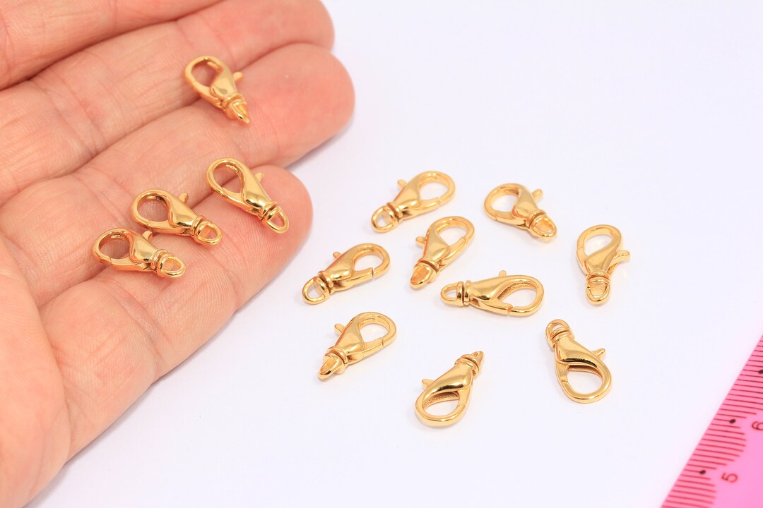 7x15mm 24k Shiny Gold Lobster Clasp, Claw Clasp, Gold Lobster Clasp ...