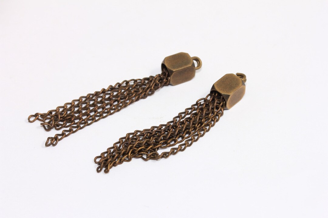 6x50mm Antique Bronze Chain Tassels, Bronze Tassels, Long Chain Tassels ...