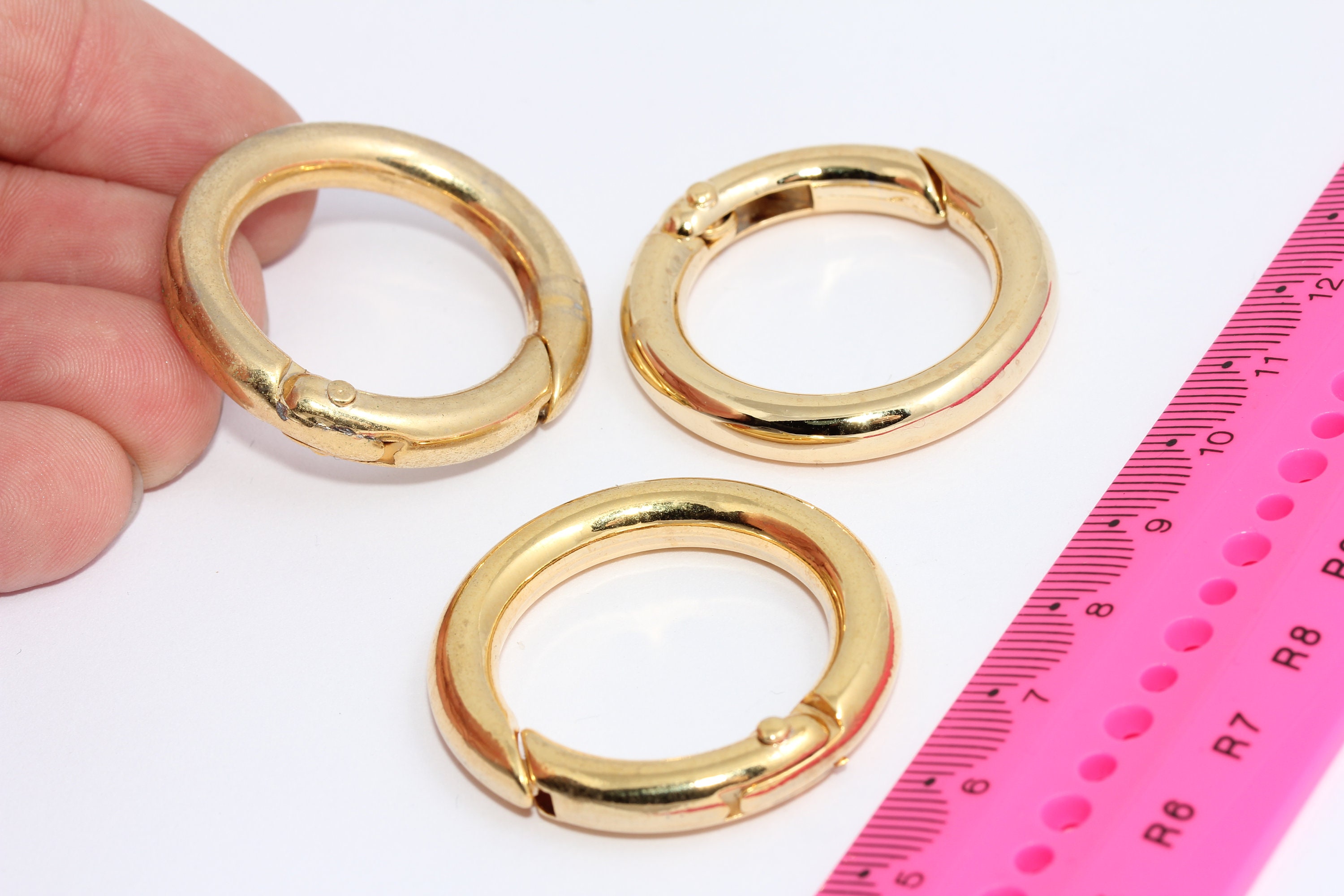 24k Shiny Gold Plated Keychain Ring, Split Key Ring, Key Chain, Spring ...