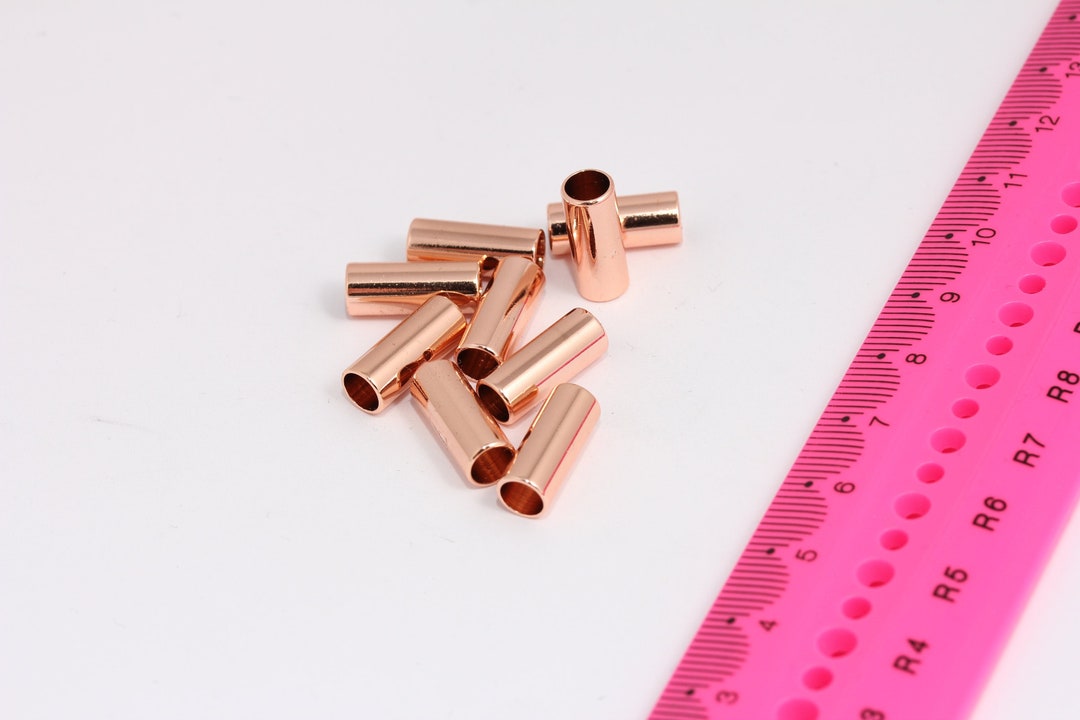 Rose Gold Tube Beads, Tube Charms, Tiny Tubes, Spacer Beads, Bracelet ...