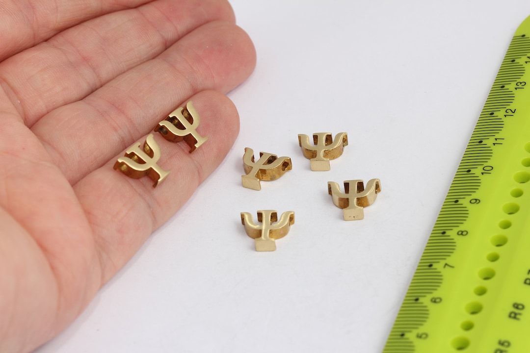 9x10mm Raw Brass Psi Letter, Psi Letter, Greek Letters, Psi Jewelry ...