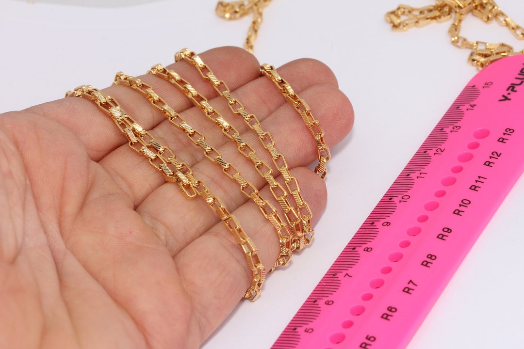 3mm 24k Shiny Gold Square Link Chain, Soldered Chains, Necklace Chain ...