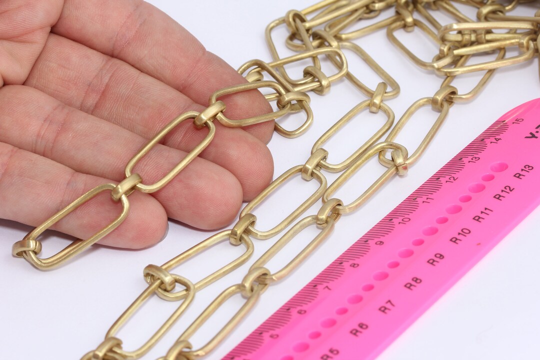 11x28mm Raw Brass Link Chain, Handmade Chain, Raw Brass Cable Chain ...