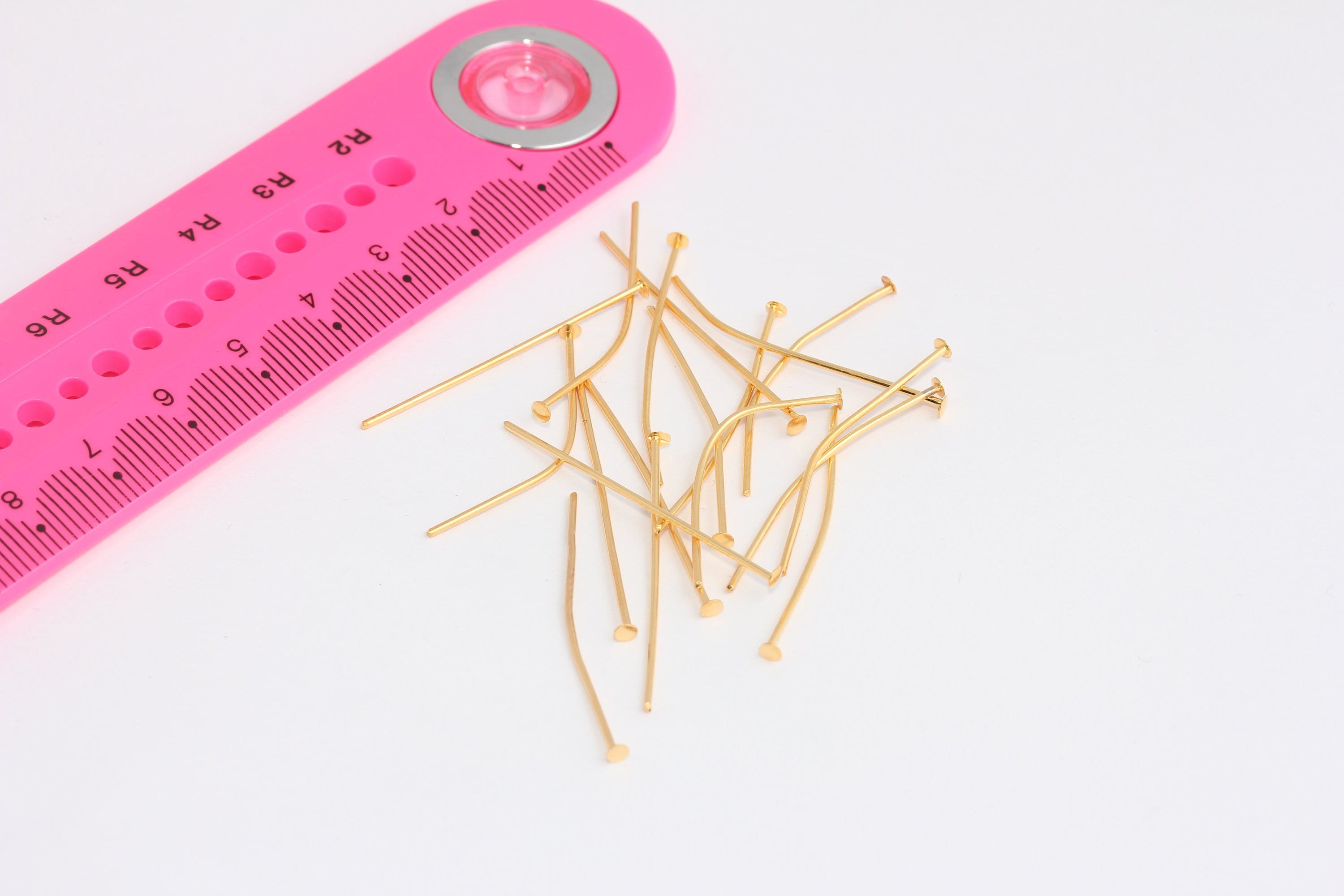 35mm 24k Shiny Gold Head Pins, Flat Head Pins, Head Pins for Beading ...