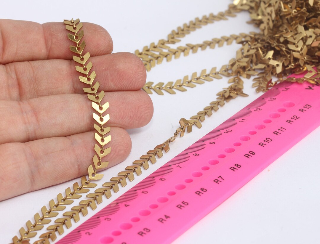 6mm Raw Brass Arrow Chains, Chevron Chain, Fishbone Style Chain, Raw ...