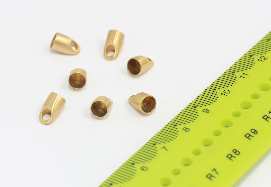 6x9.5mm Raw Brass End Cap, Inner Size 5mm, Leather Cord End Tips, Chain ...