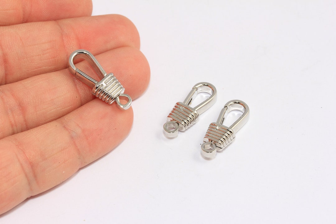 9x24mm Rhodium Plated Swivel Clasp, Key Ring Clasps, Carabiner Clasp ...