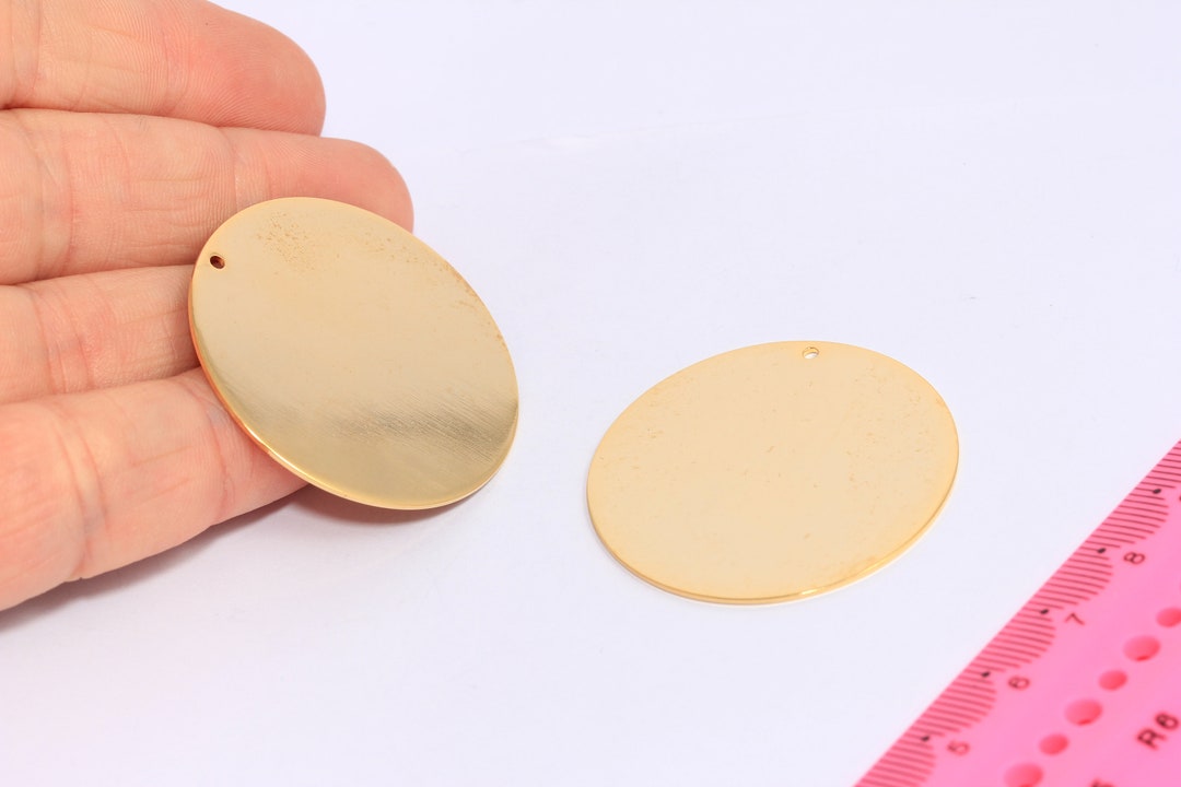 40mm 24k Shiny Gold Round Charms, Round Disc, Stapming Blanks ...