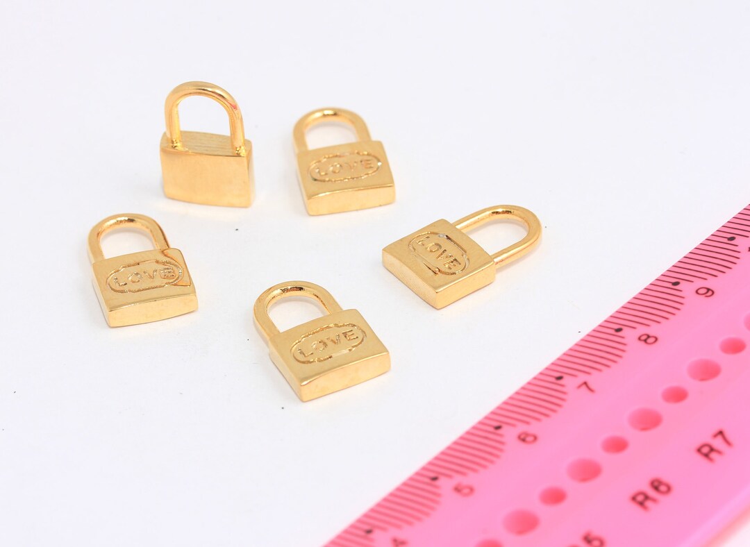 10x18mm 24k Shiny Gold Padlock Charms, Mini Lock Charms, Lock Charm ...