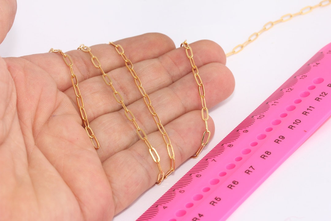 24k Shiny Gold Link Chain Gold Bar Chain Gold Cable Chain - Etsy