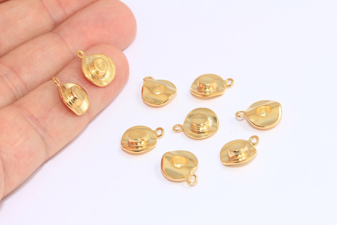10mm 24k Shiny Gold Cowboy Charms, Cowboy Hat Charms, Western Cowboy ...
