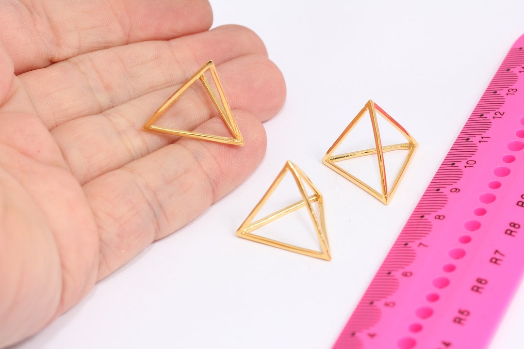 21mm 22k Shiny Gold Plated Pyramid Charms, Triangle Charms, 3D Pendant ...