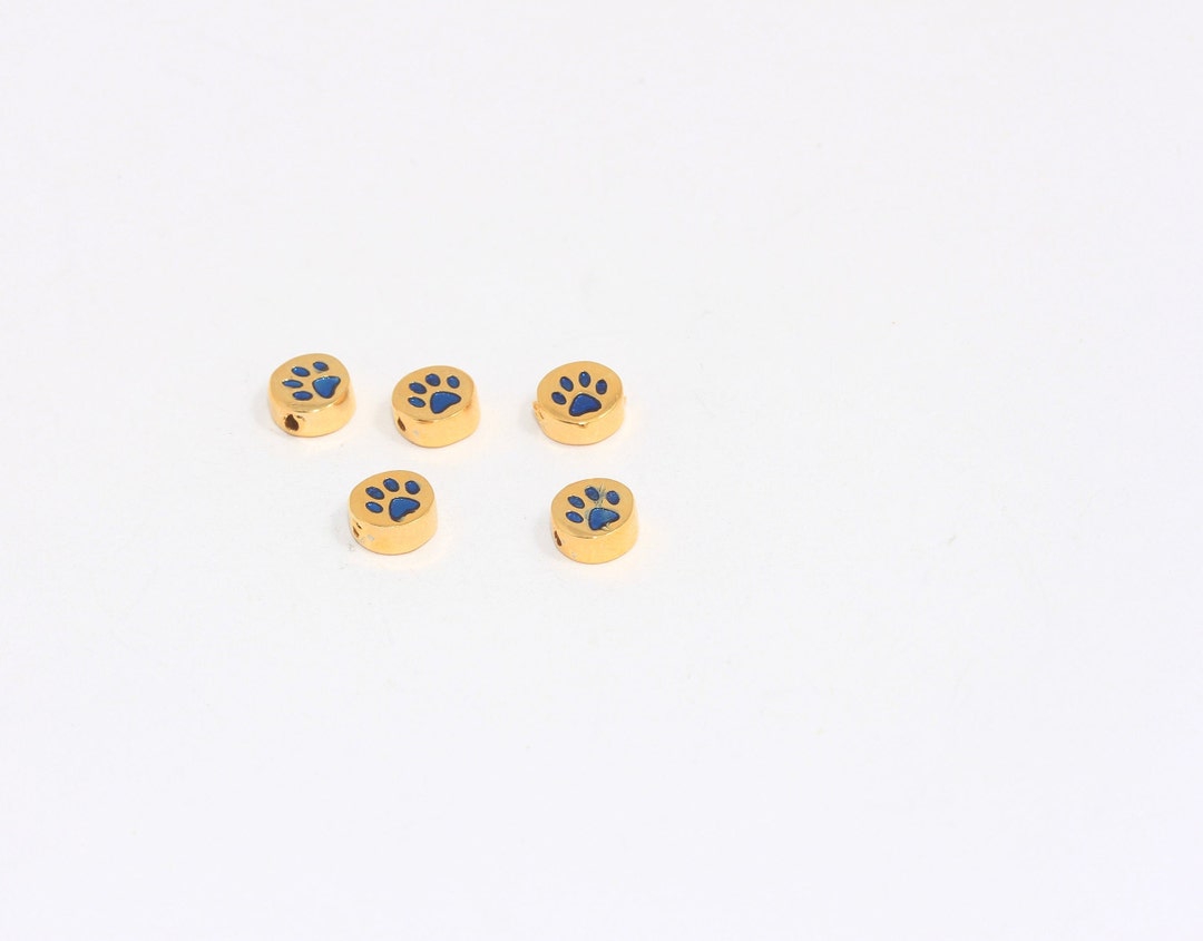 3.5x7mm 24k Shiny Gold Cat Disc, Paw Coins, Paw Bracelet Charms, Small ...