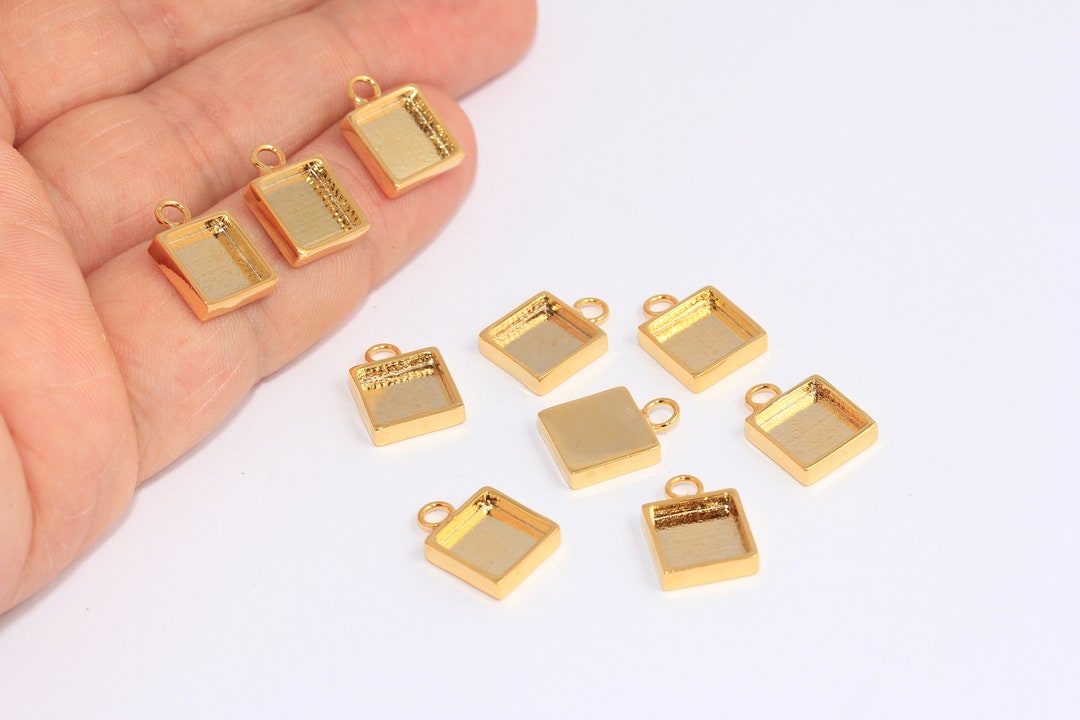 8,5mm 24k Shiny Gold Frame, Mini Frame Pendant, Frame Settings ...