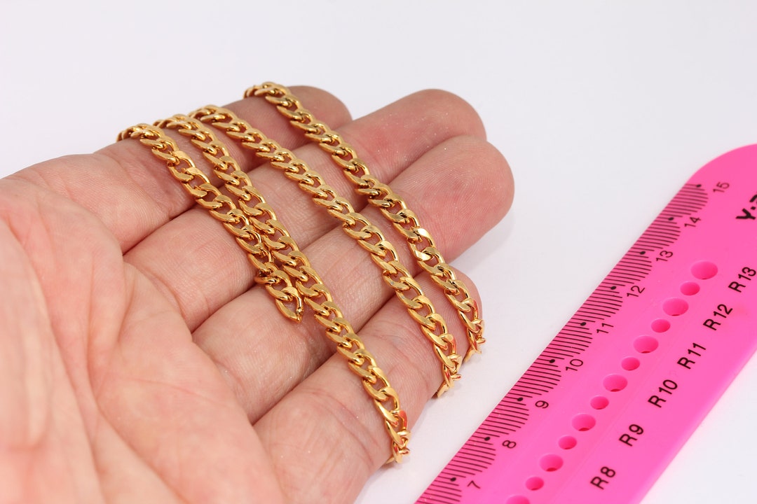 24k Shiny Gold Plated Faceted Chain, Curb Chain, Gold Bulk Chain, Gold ...