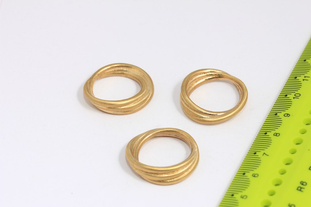 26mm Raw Brass Closed Ring, Triple Closed Rings, Spiral Ring Charms ...