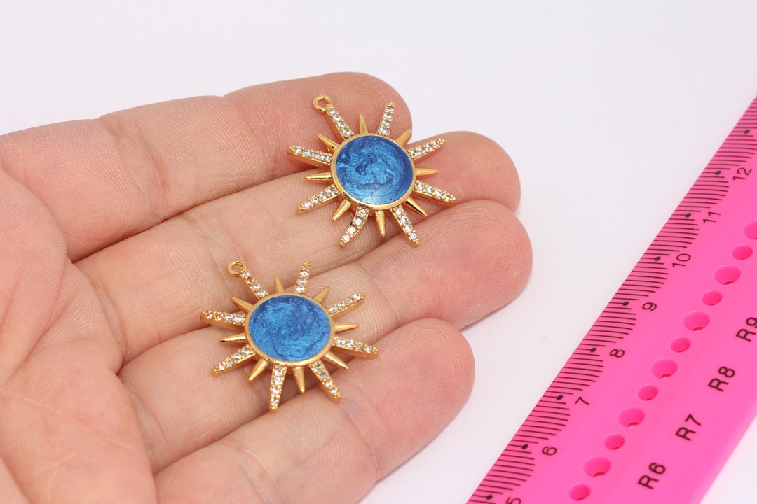 26x28mm 24k Shiny Gold Sun Charms, Micro Pave Sun Charms, Necklace ...