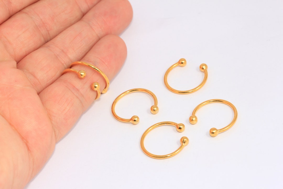 17-18mm 24k Shiny Gold Double Ball Ring, Wrap Around Rings, Wire Gold ...