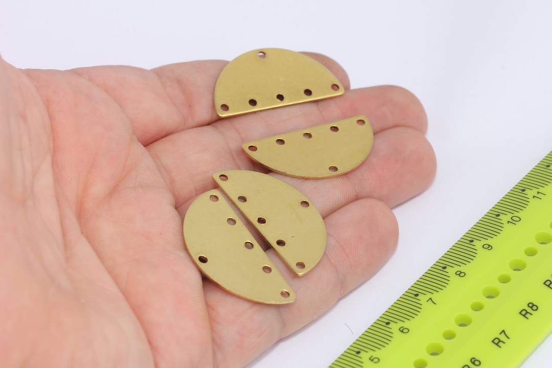 Raw Brass Half Moon, Holes Semi Circle, Moon Pendany, Holes Chevron ...