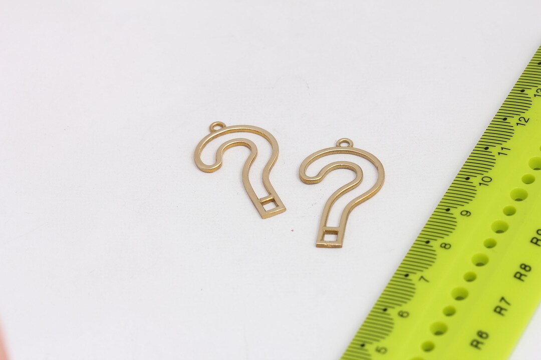 19x32mm Raw Brass Charm, Question Mark, Brass Question Mark, Outline ...