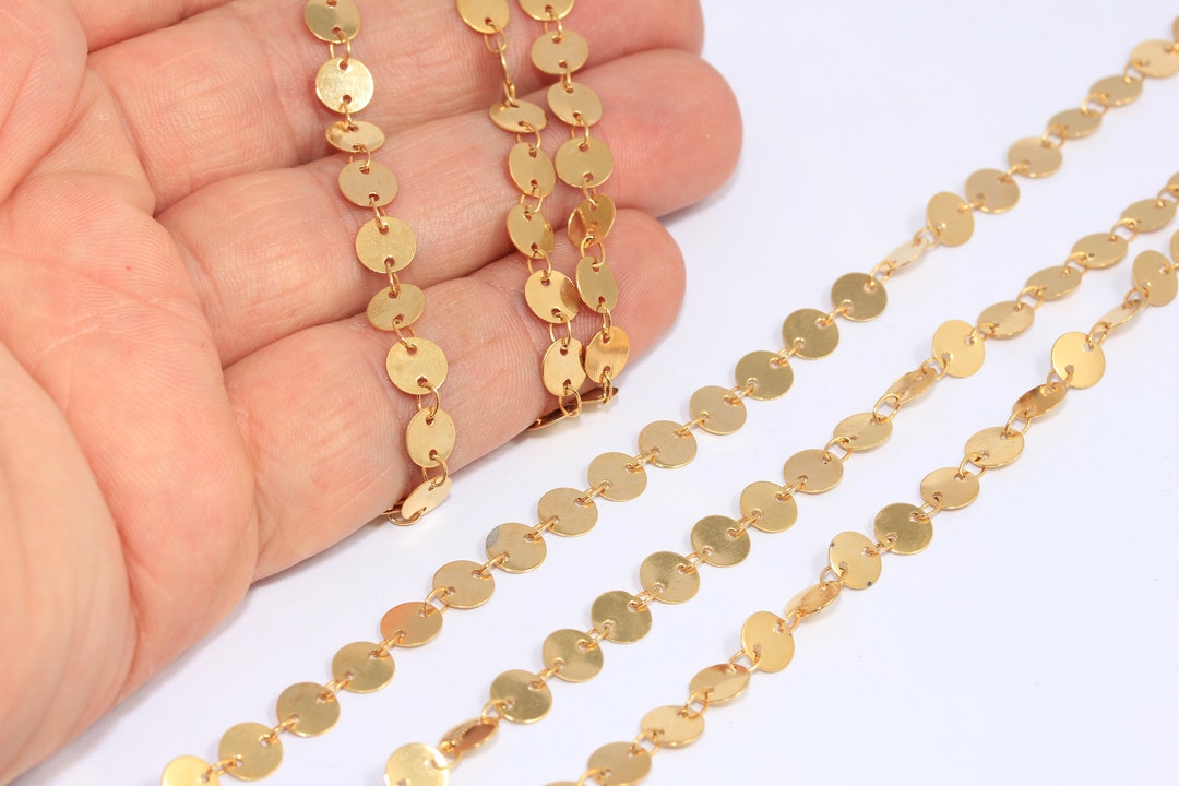 6mm 24k Shiny Gold Coin Chain, Disc Coin Chains, Round Disk Chains ...