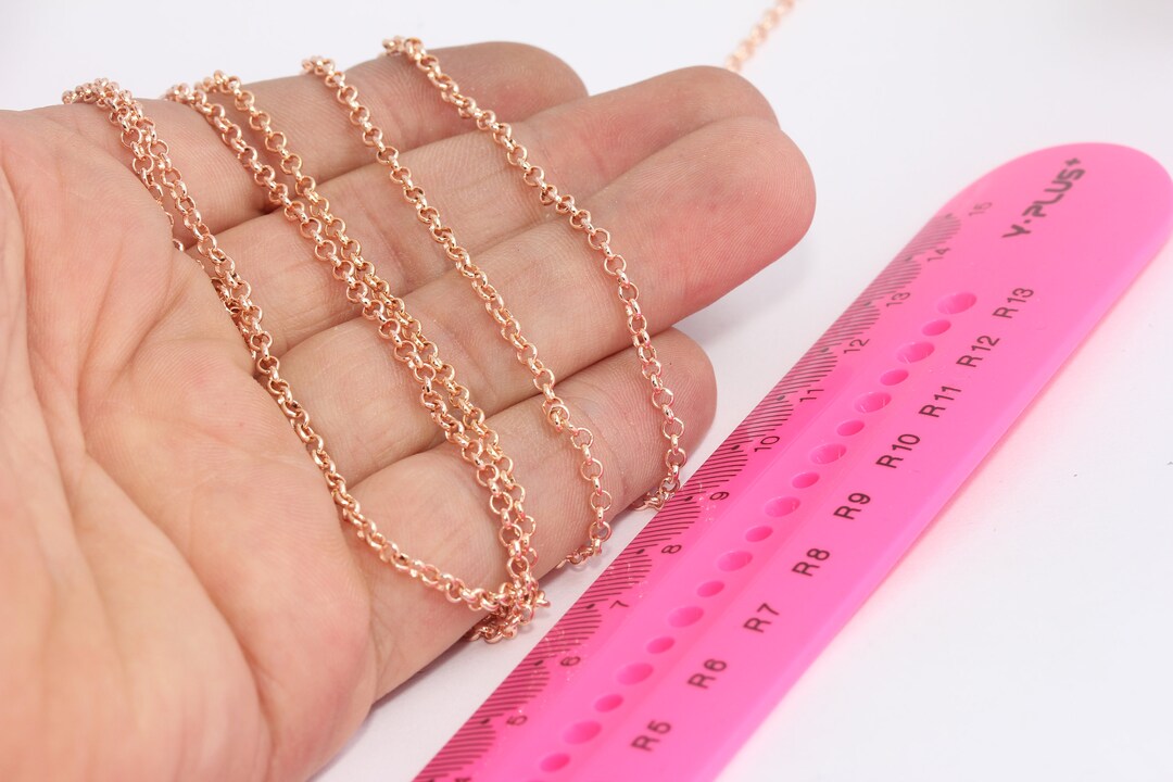 2,4mm Rose Gold Plated Rolo Chain, Bulk Lot Chain, Rolo Chains, Tiny ...