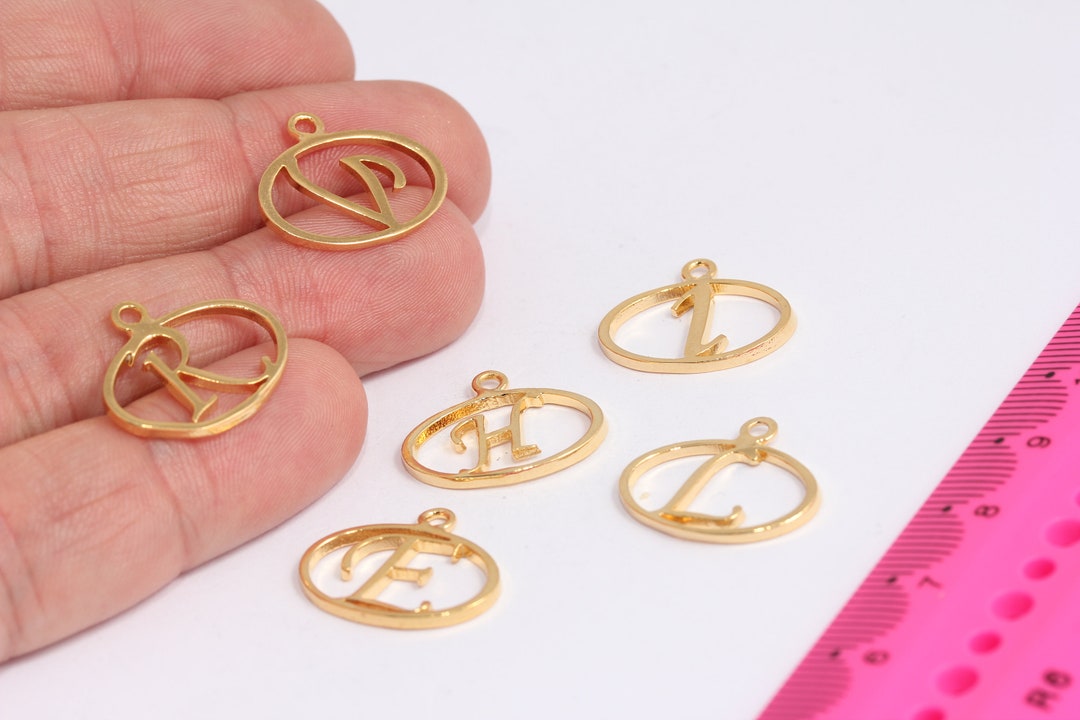 16x19mm 24k Shiny Gold Letter Beads, Script Initial Letter, Alphabet ...