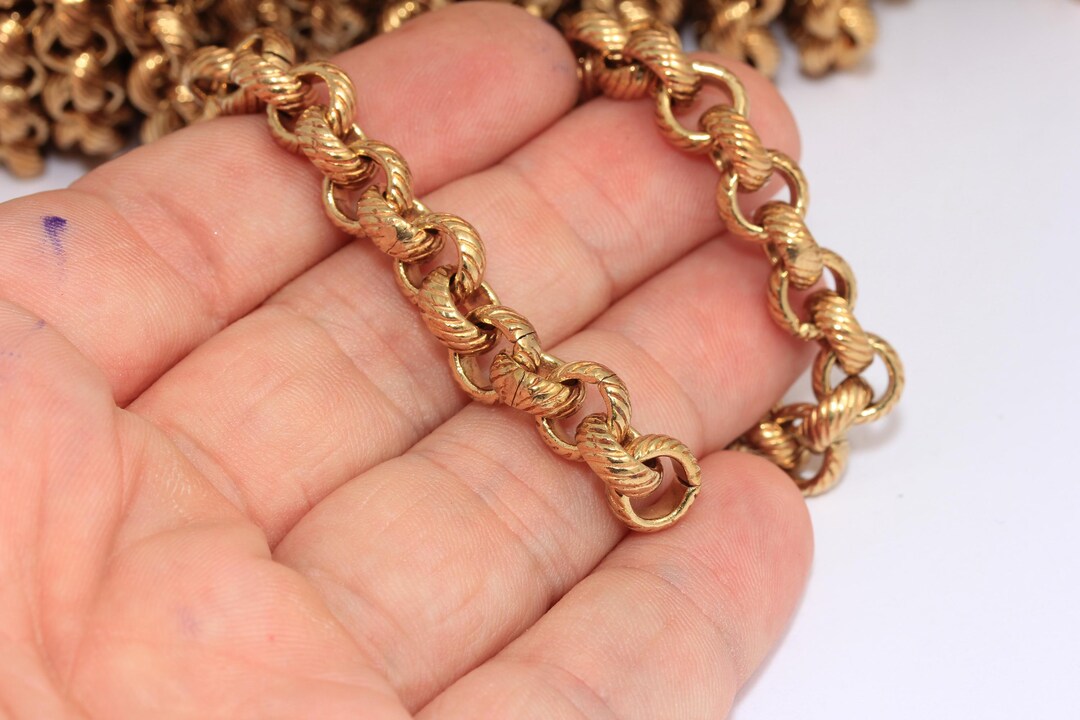 8,5mm Raw Brass Rolo Chain, Soldered Chain, Bulk Lot Chain, Ring Link ...