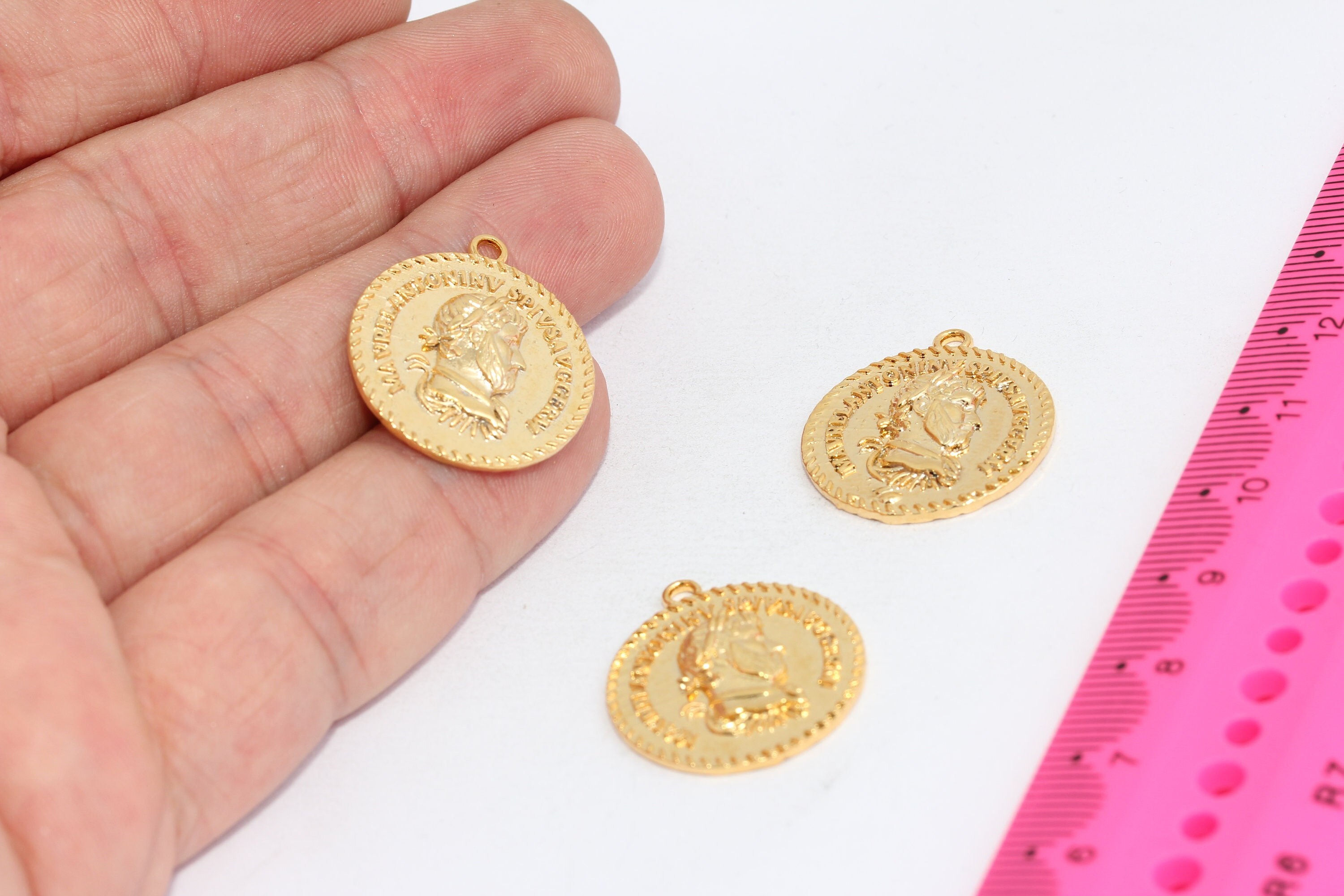 24k Shiny Gold Plated Medallion, Marcus Antonius Coin, Roman Coin ...