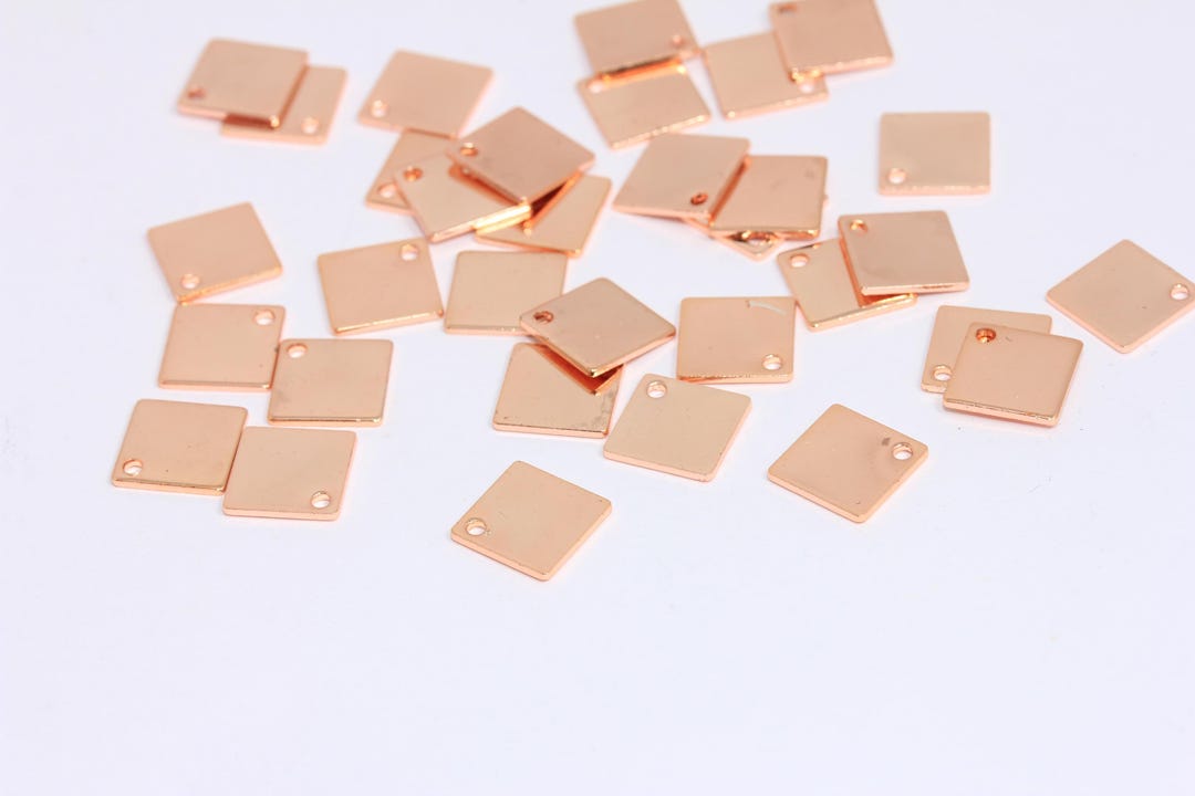 9mm Rose Gold Plated Square Disc, Romboid Disc Beads, Stamping Blank ...
