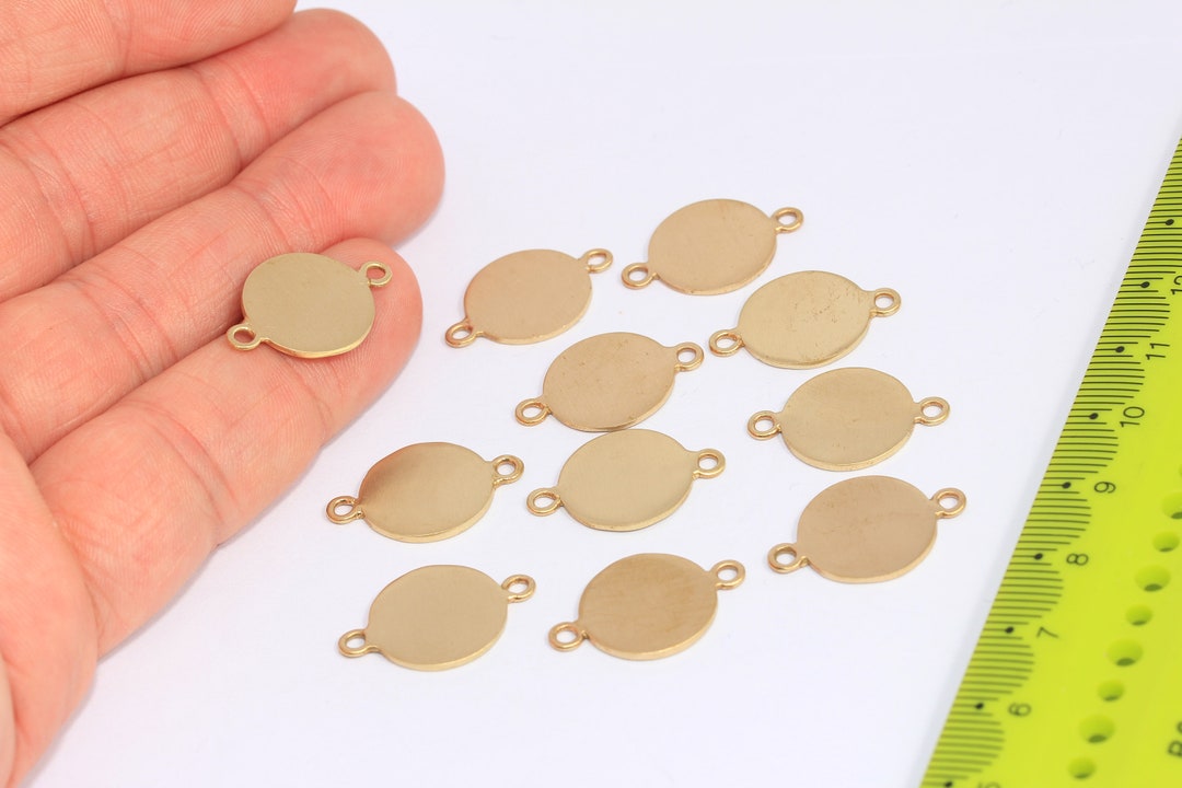 14,5mm Raw Brass Disc, Coins With Two Loops, Stamping Disc Beads ...