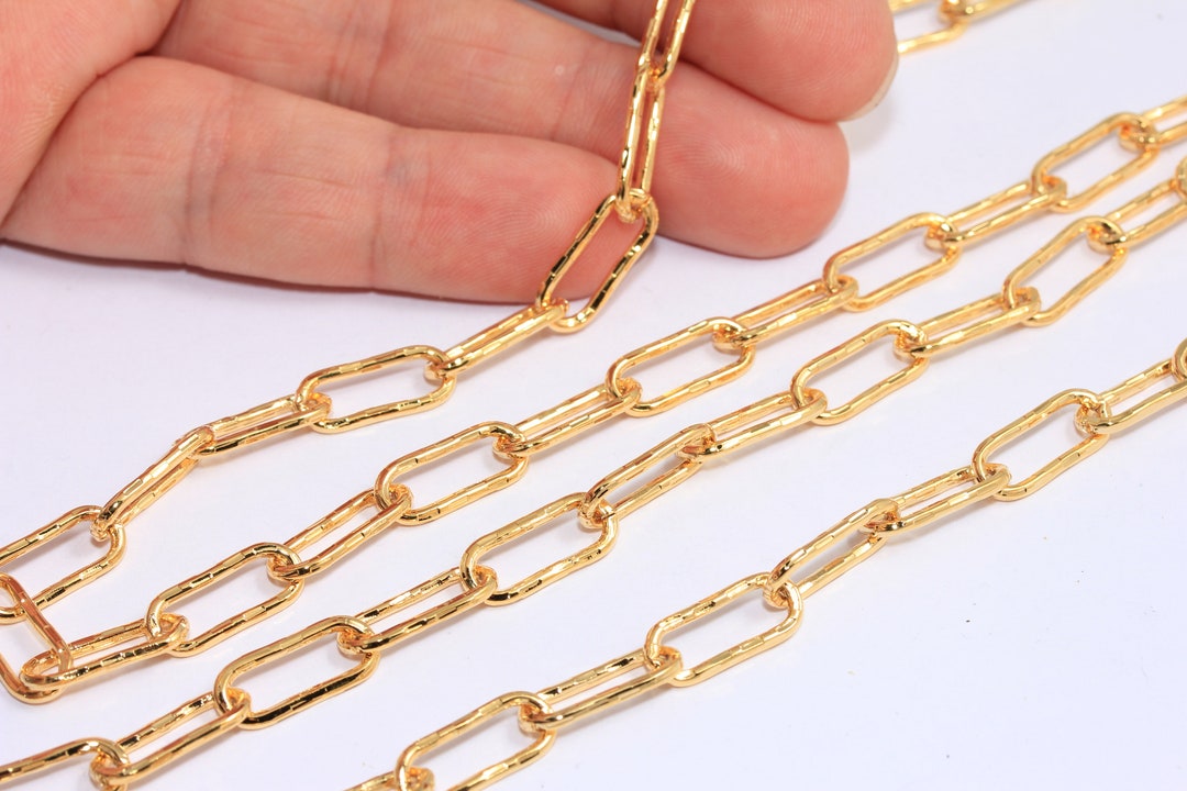 8mm 24k Shiny Gold Link Chain, Oval Link Chain, Gold Bar Chain, Oval ...