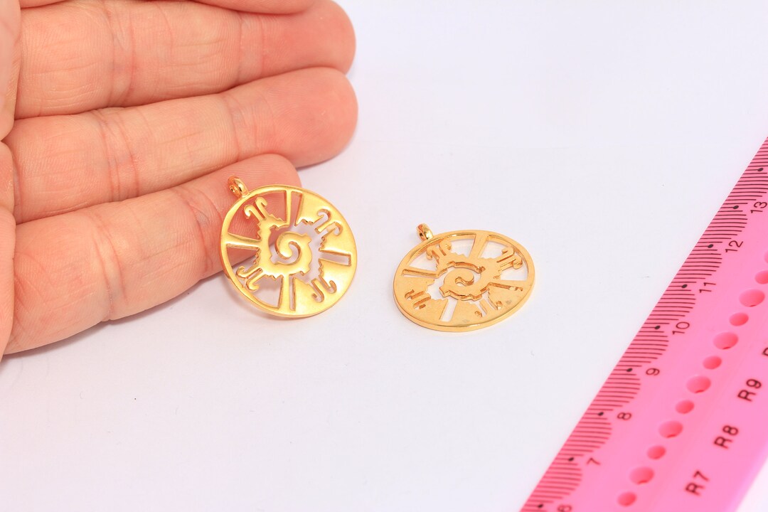 23mm 24k Shiny Gold Hunab Ku Charms, Hunab Ku Pendant, Celtic Hunab Ku ...
