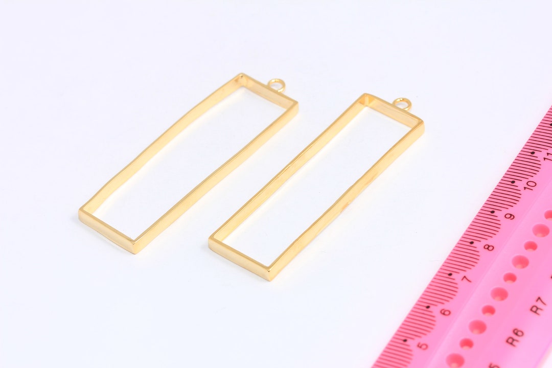 18x58mm 24k Shiny Gold Plated Rectangle Charm, Gold Frame Charms, Frame ...