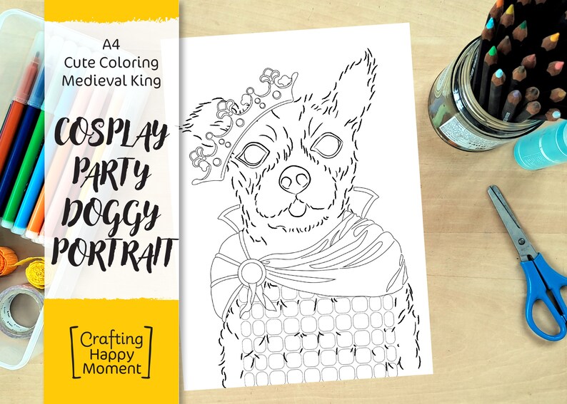 Instant Printable PDF Cute Coloring Chihuahua Dog Cosplay Party ...