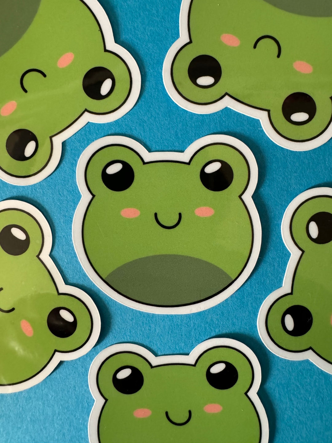 Cute Green Frog Face Sticker - Etsy