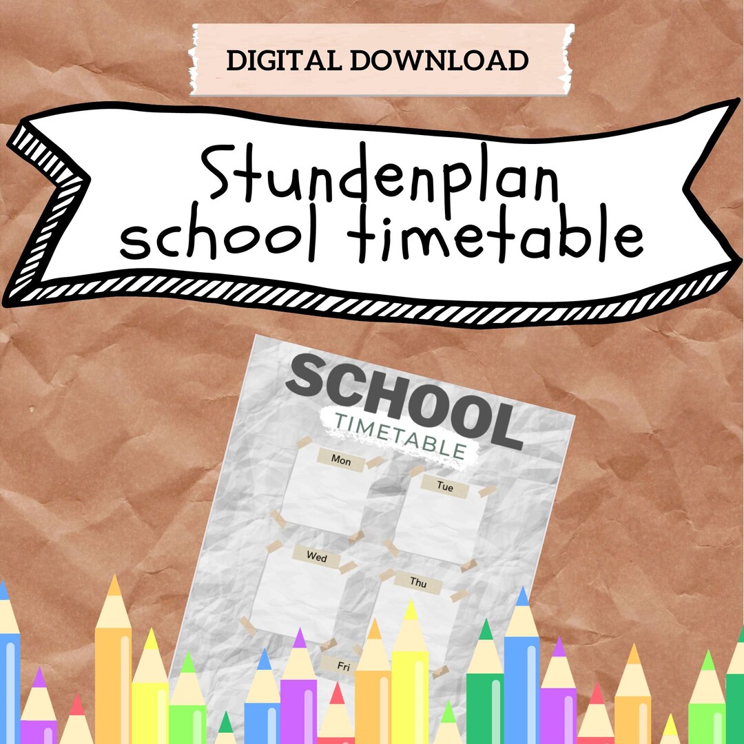 Timetable Print Template, Digital Download, Direct Print, School Lesson ...