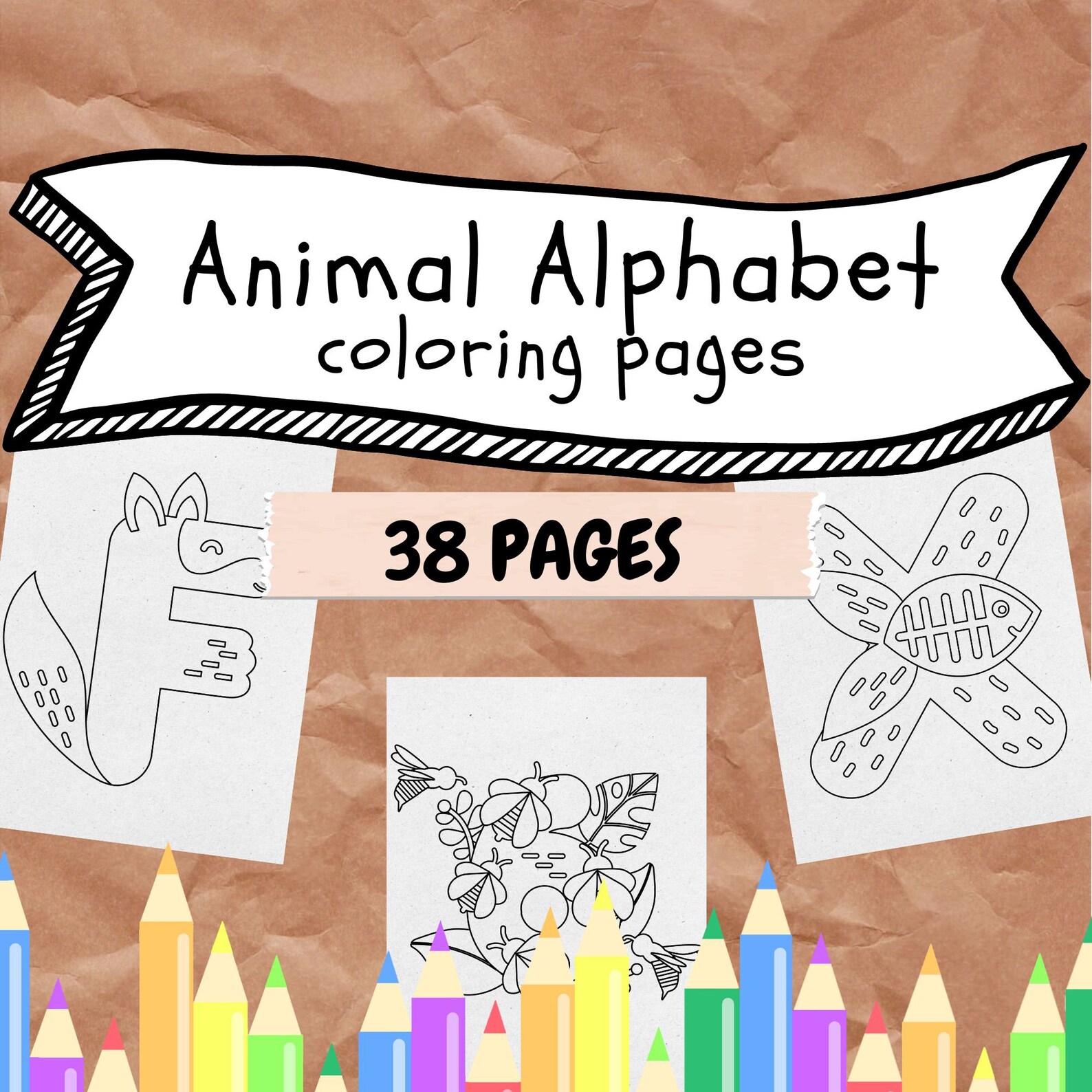 Coloring Pages Alphabet With Animals Digital Download Cute - Etsy