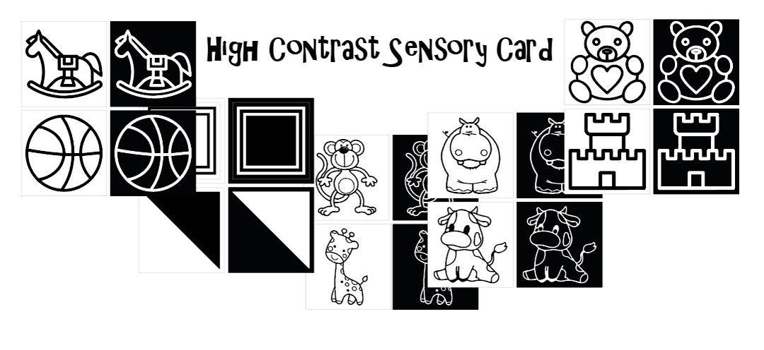 80 Sensory Flashcards, High Contrast, Visual Stimulation, Printable ...