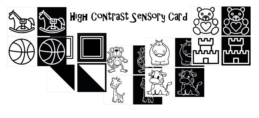 80 Sensory Flashcards, High Contrast, Visual Stimulation, Printable ...