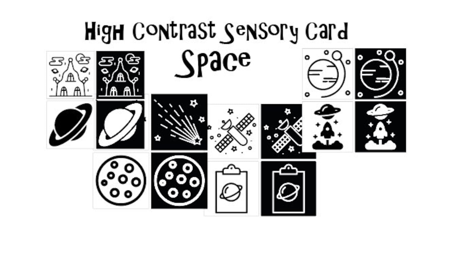48 Sensory Flashcards, High Contrast, Visual Stimulation, Printable ...