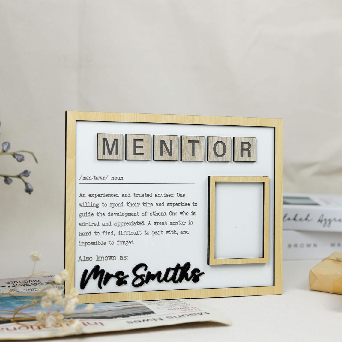 Personalized Mentor Definition Photo Frame, End of Year Teacher Gift ...
