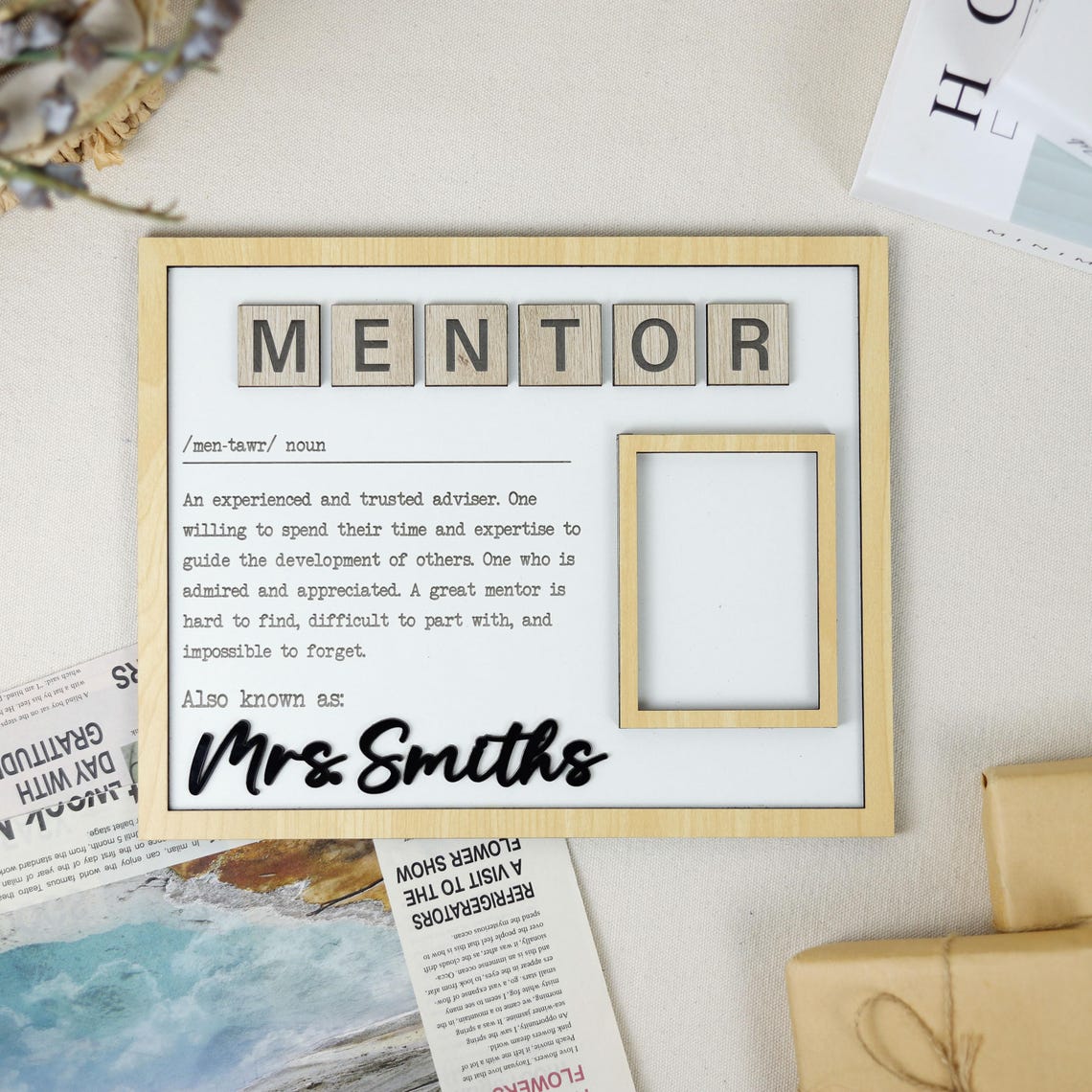 Personalized Mentor Definition Photo Frame, End of Year Teacher Gift ...