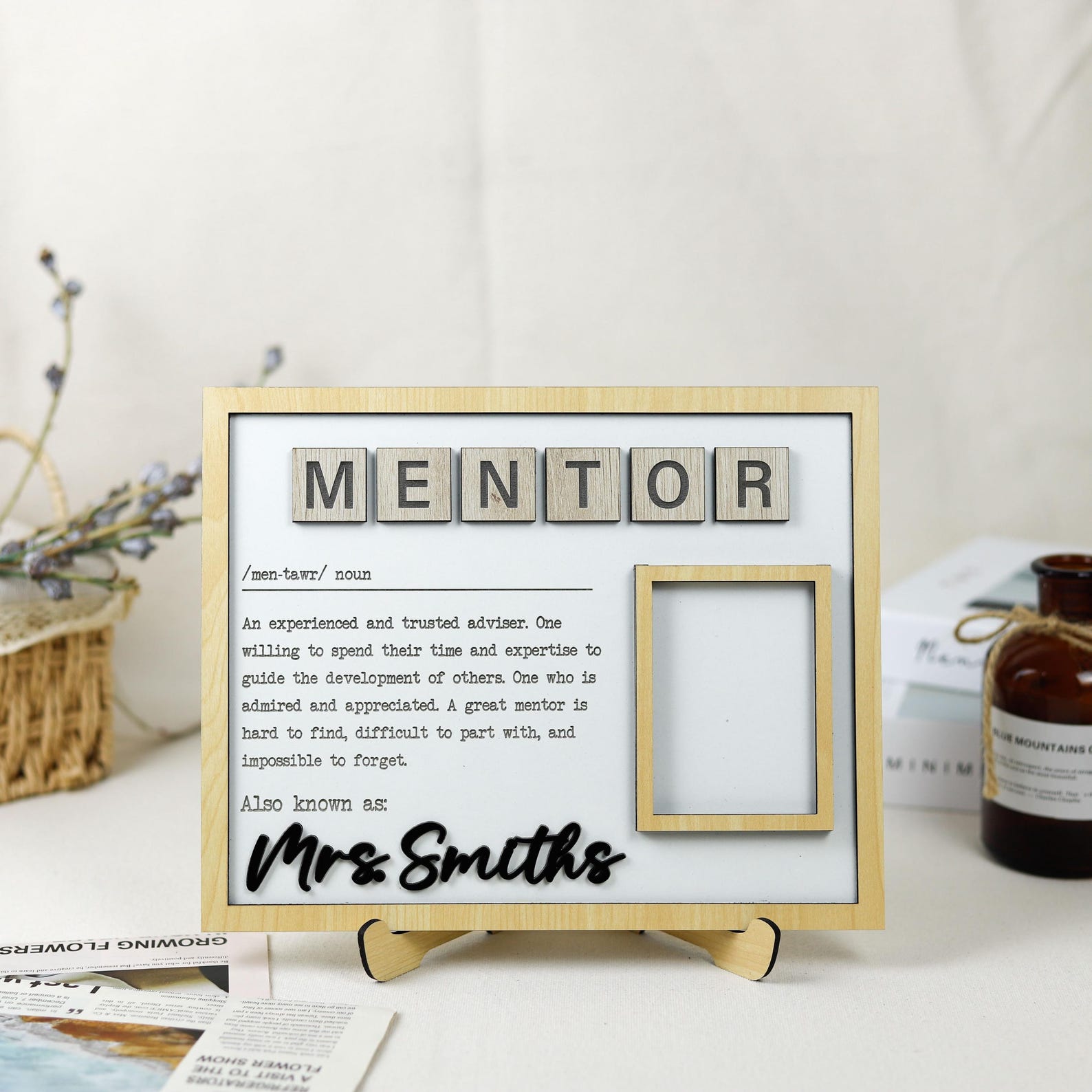 Personalized Mentor Definition Photo Frame, End of Year Teacher Gift ...
