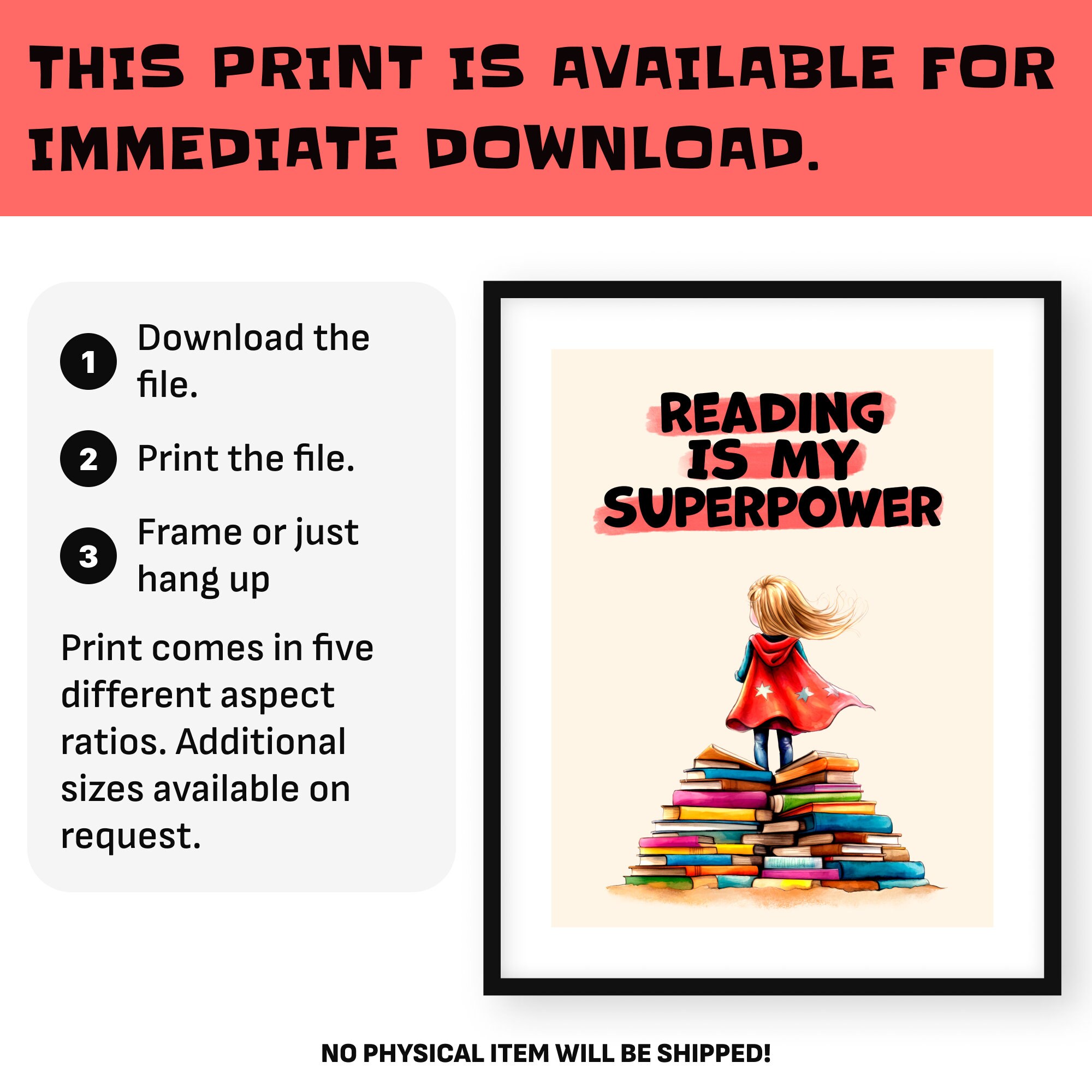 Reading Poster, Book Poster, Kids Room Decor, Classroom Decor, Library ...