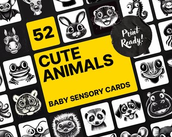 90 High Contrast Black and White Baby Play Cards PRINTABLE Infant ...