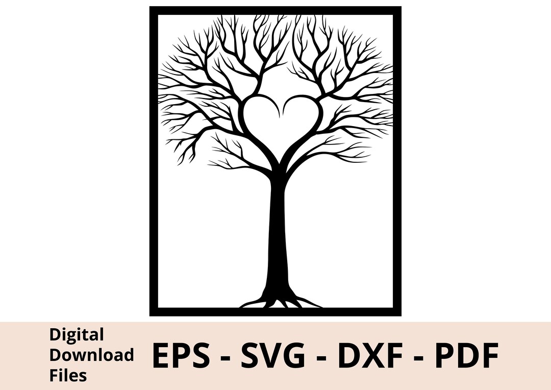 Tree and Heart Instant Download Art Print, Cutting Machine Files, Love ...
