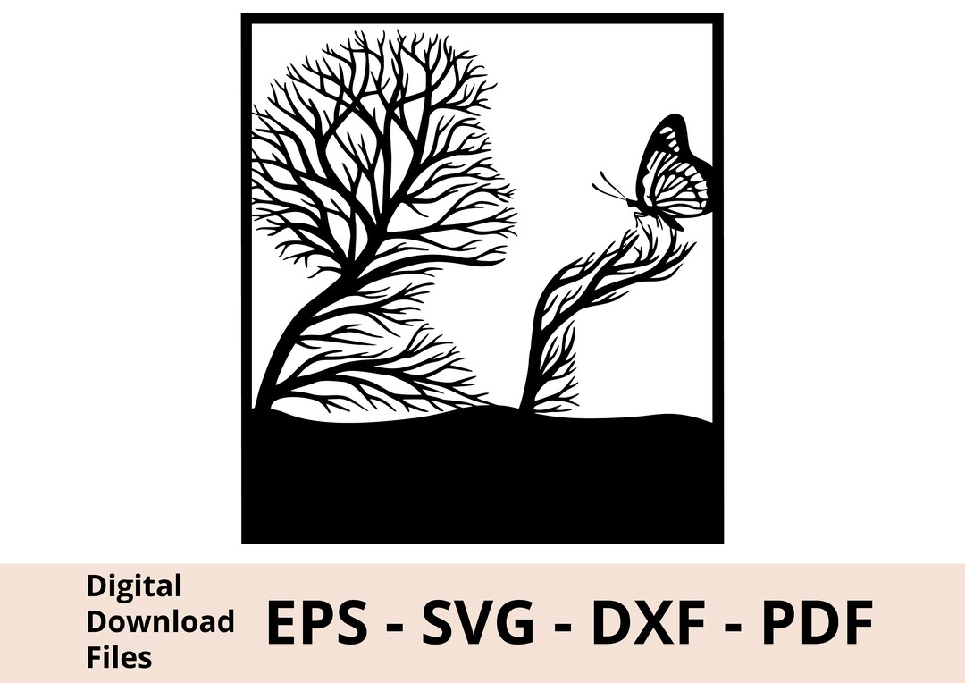 Instant Download Art Print Tree Woman Face Butterfly, Cutting Machine ...