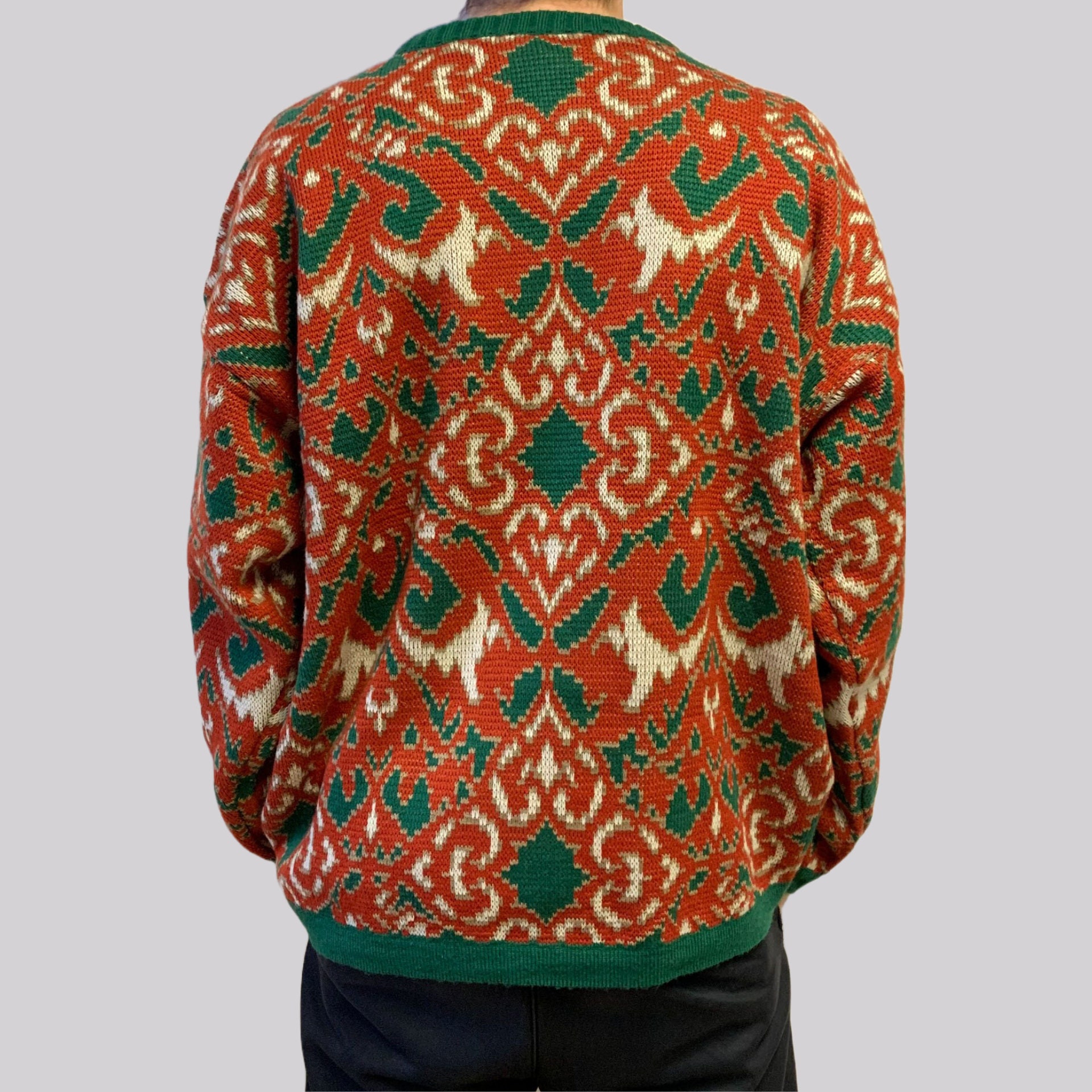 Vintage Retro Knit Sweater With Pattern - Etsy